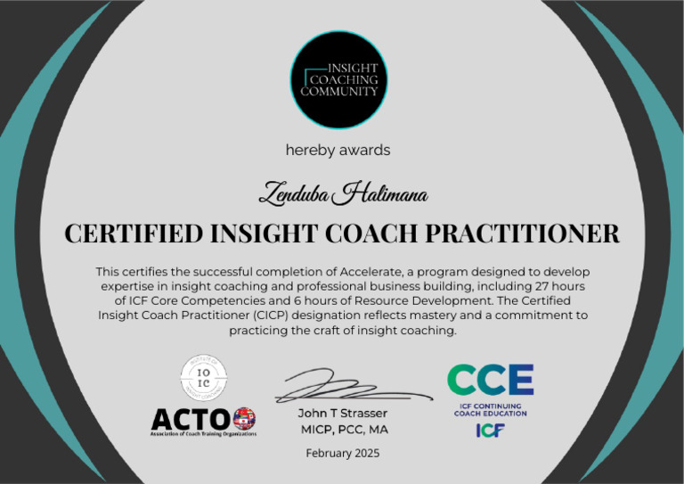 Insight Coaching Community Certificate Pdf