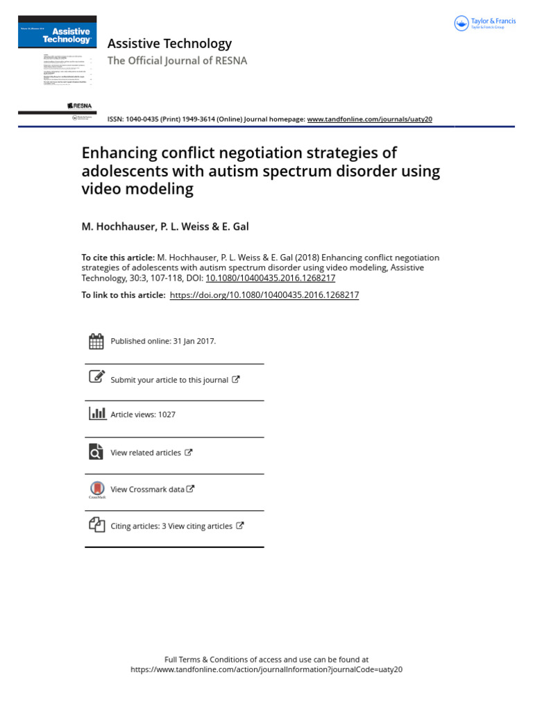 Enhancing conflict negotiation strategies of adolescents with autism ...
