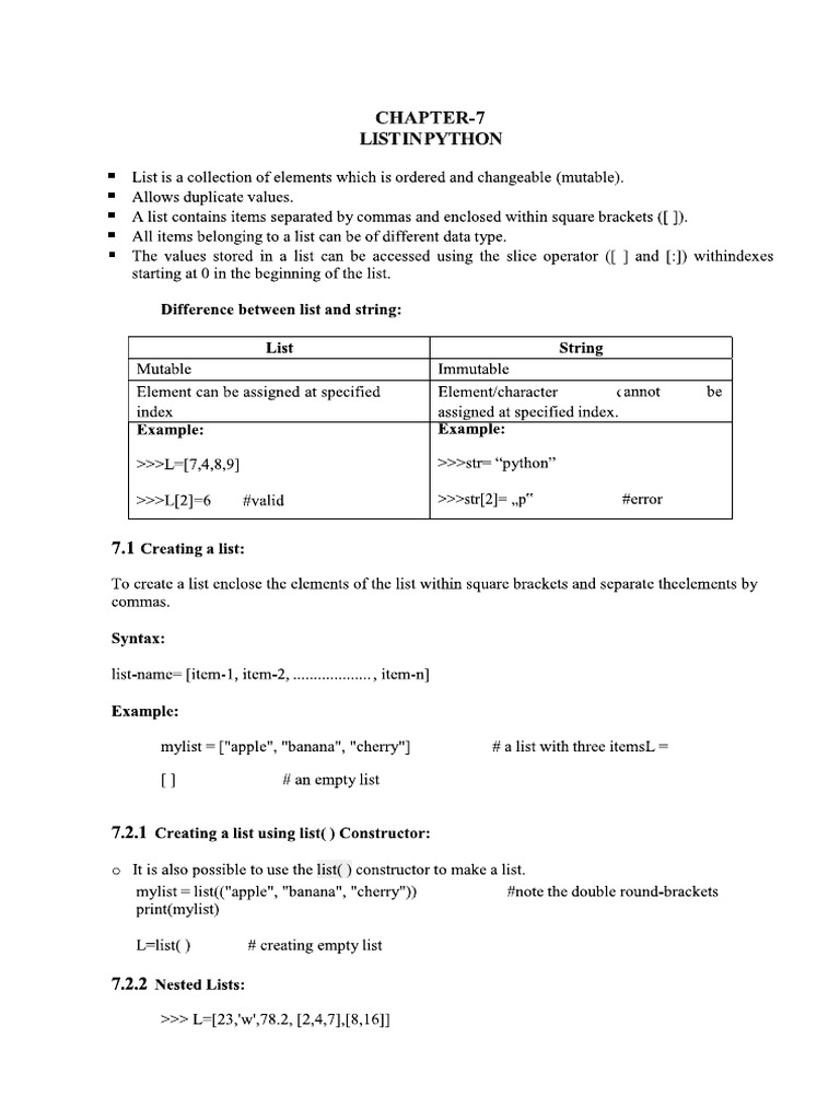 CS NOTES List,Tuple,Dictionaries | PDF