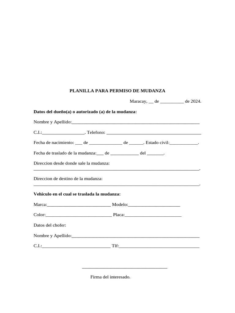 Autorizacion de Mudanza | PDF