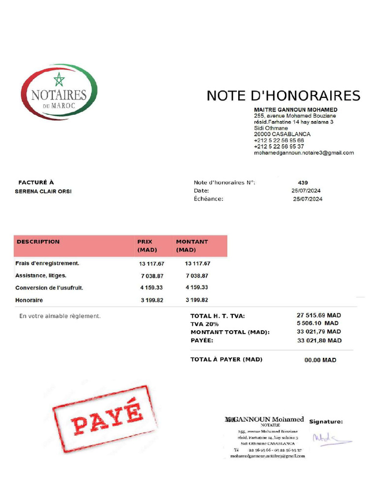 Facture Notaire | PDF