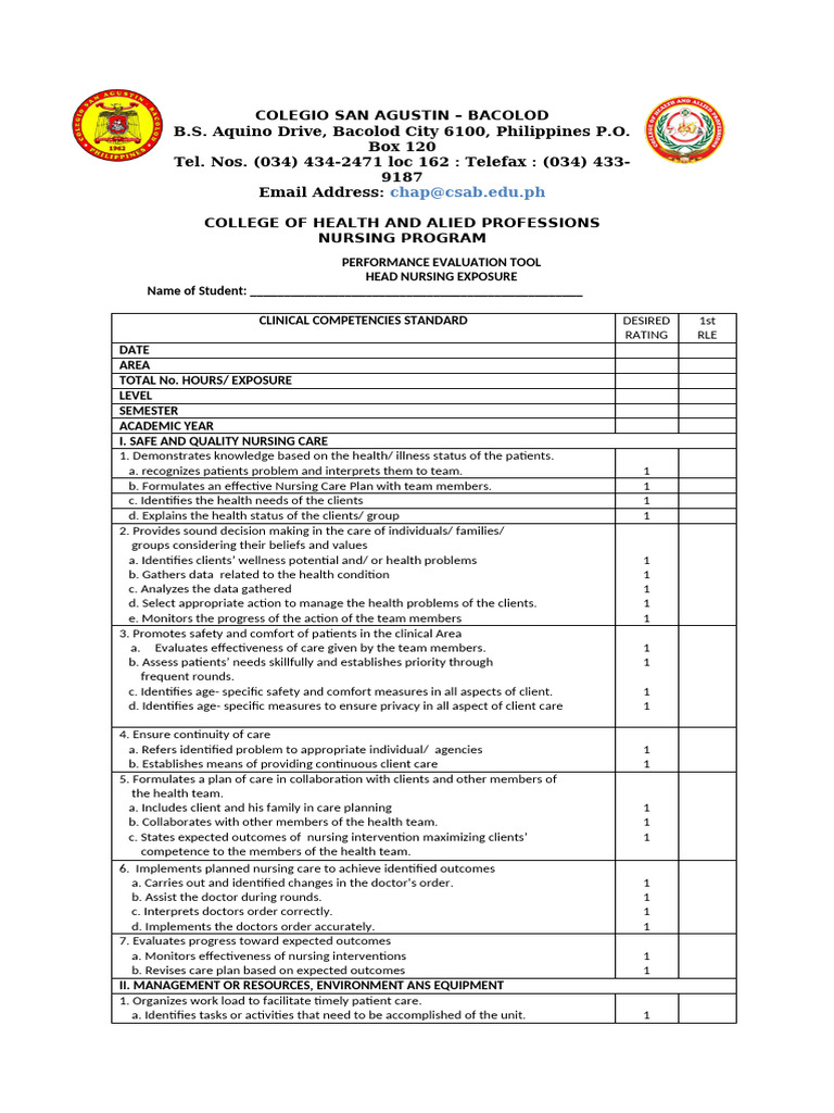 Checklist - Headnursing (PEC) | PDF | Nursing | Informed Consent