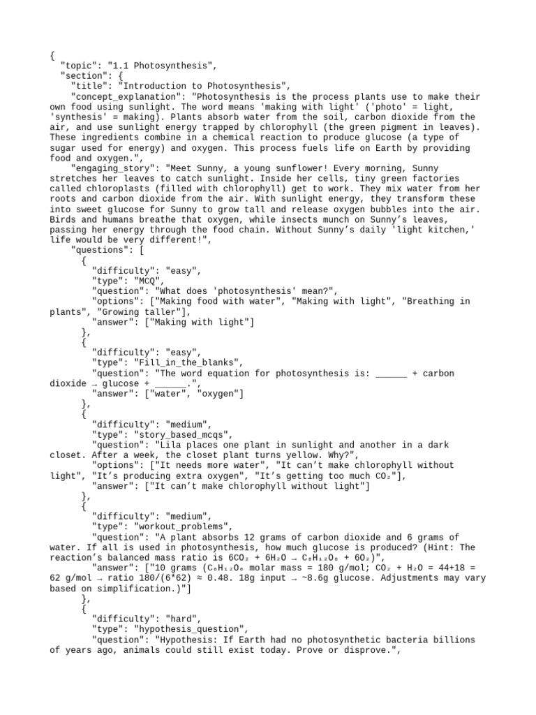 prompt_response_deepseek | PDF | Photosynthesis | Plants
