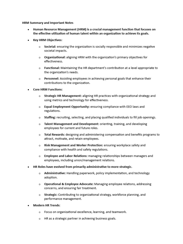 HRM Overview: Functions and Trends | PDF | Human Resource Management ...
