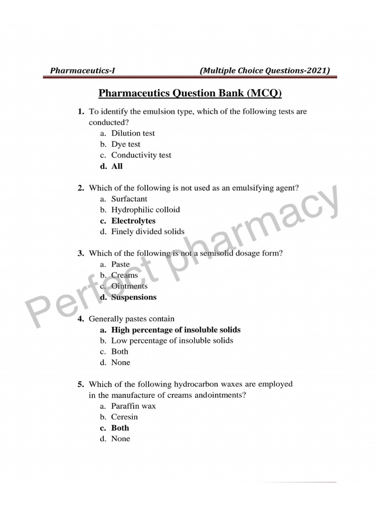 Pharmaceutics Mcq's | PDF