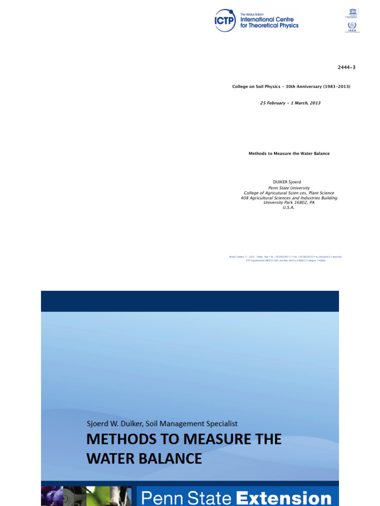 Methods To Measure The Water Balance (PDFDrive) | PDF | Environmental ...