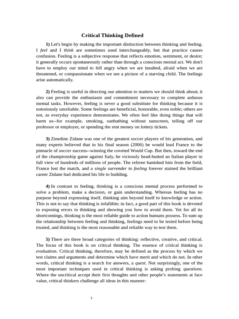 Understanding Critical Thinking Concepts | PDF | Critical Thinking ...
