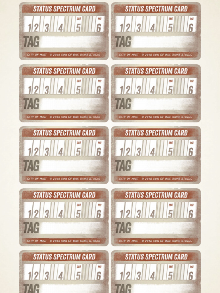 City of Mist - Status Spectrum Cards | PDF