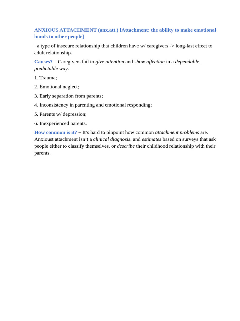 250219, Anxious Attachment | PDF | Attachment Theory | Anxiety