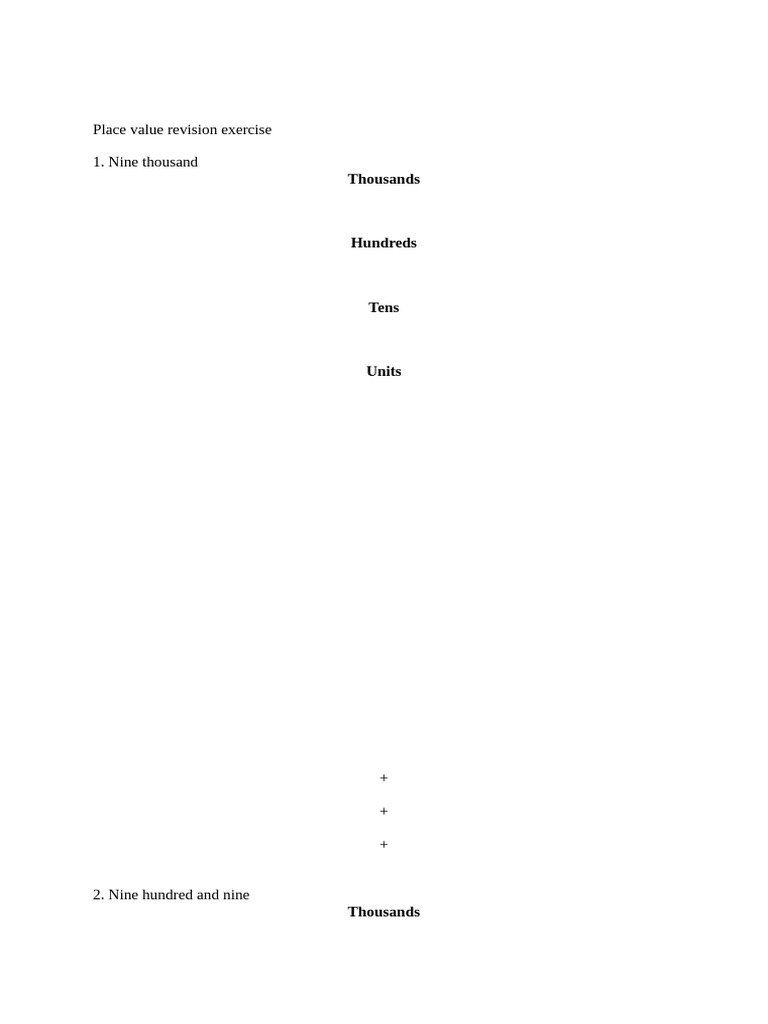 Place_Value_Revision_Exercise | PDF