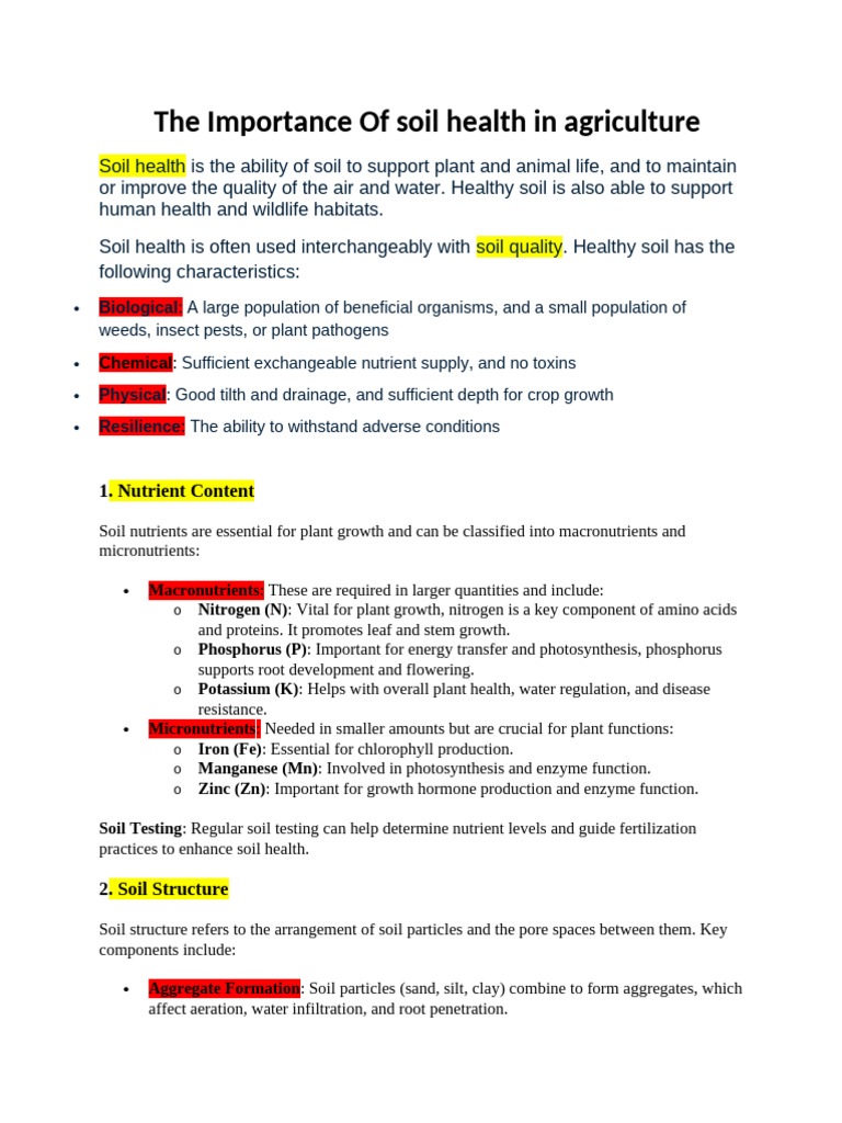 The Importance of Soil Health in Agriculture | PDF | Soil | Environmental Degradation