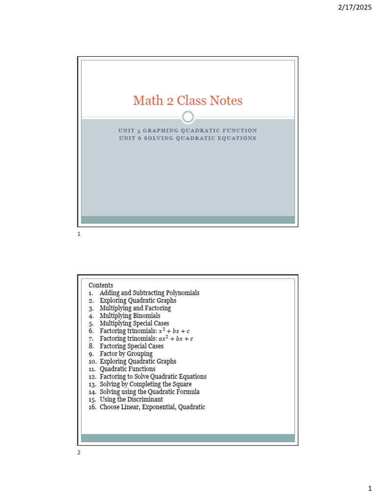 Quadratic Functions and Graphing Guide | PDF | Polynomial | Quadratic Equation
