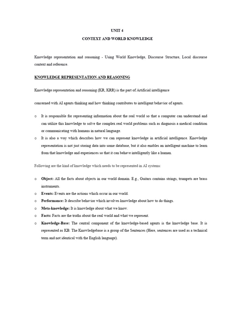 Unit 4 | PDF | Knowledge Representation And Reasoning | Logic