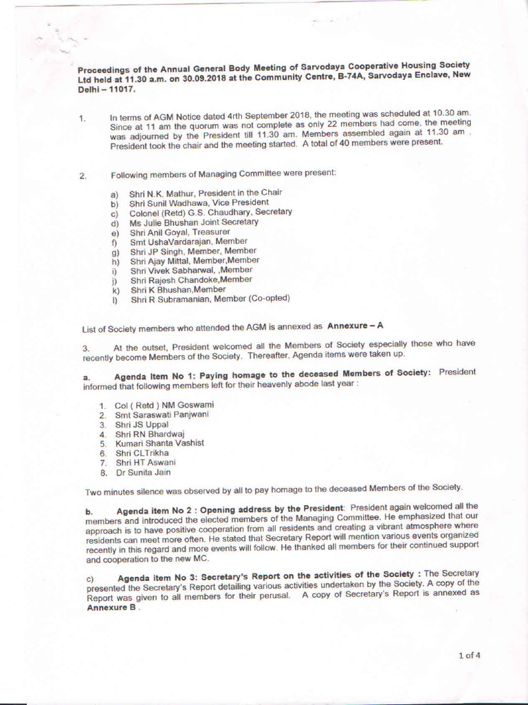 Minutes of Agm PDF | PDF