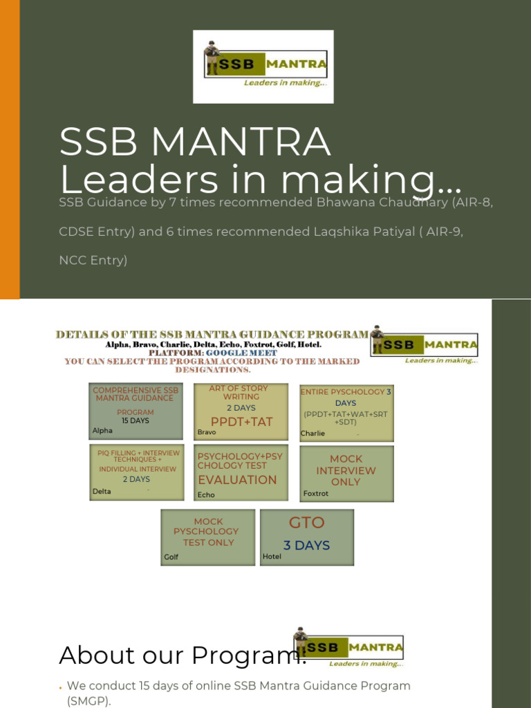 SSB MANTRA Brochure - PDF - 20241216 - 172927 - 0000 | PDF | Evaluation ...