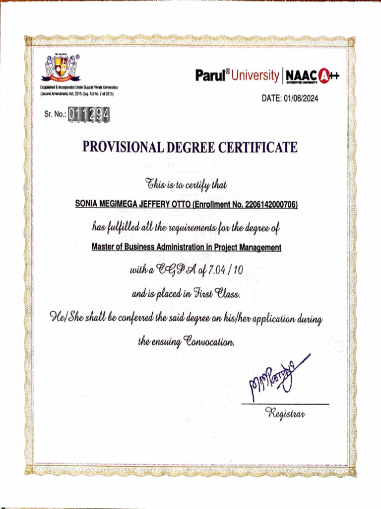MBA provisional Degree | PDF
