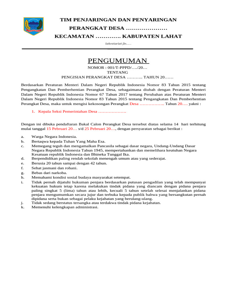 Format-Blanko Penyaringan Dan Penjaringan | PDF