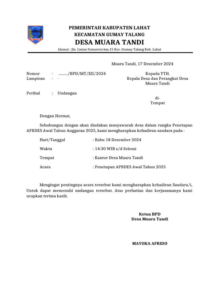 Undangan Musdes 2025 | PDF