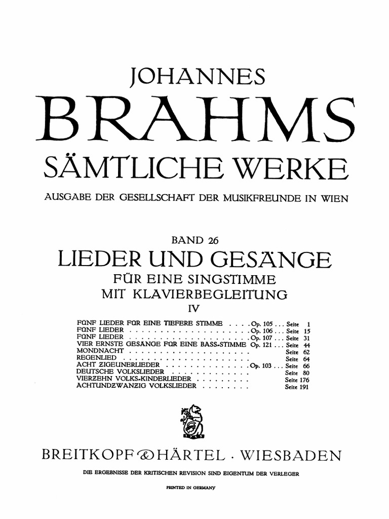 5 Lieder, Op.105 (Brahms) | PDF