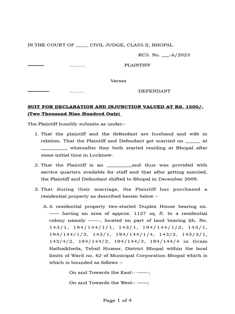 Civil Suit Declaration Draft | PDF | Lawsuit | Civil Law (Common Law)
