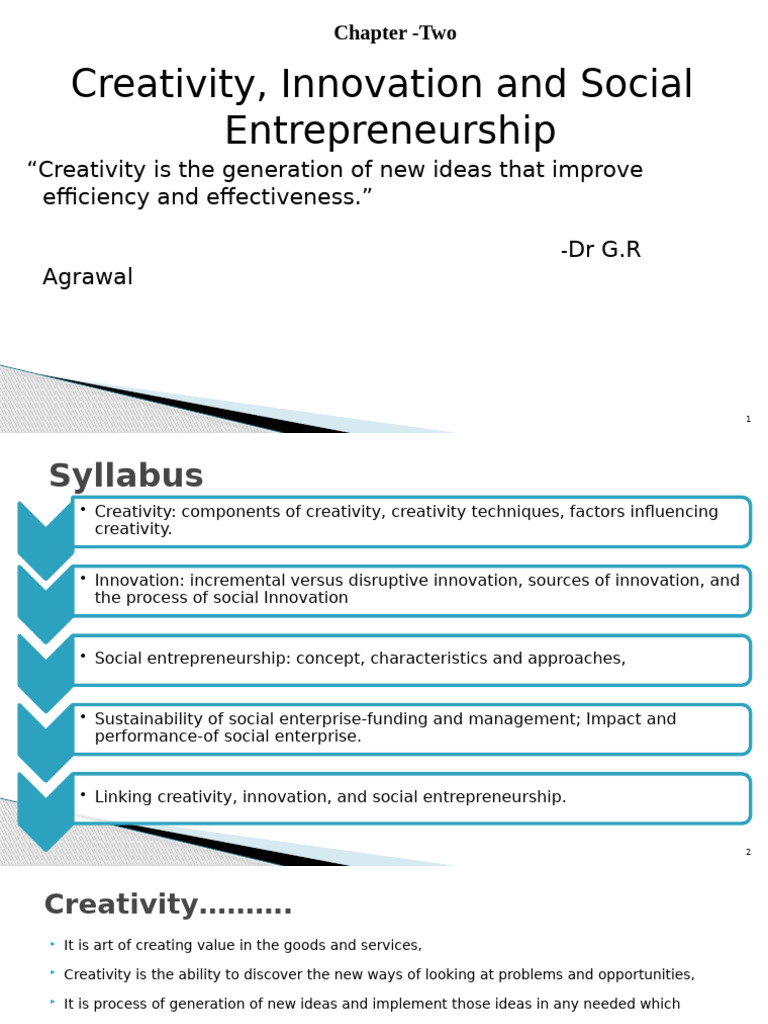 Creativity and Innovation in Entrepreneurship | PDF | Social ...