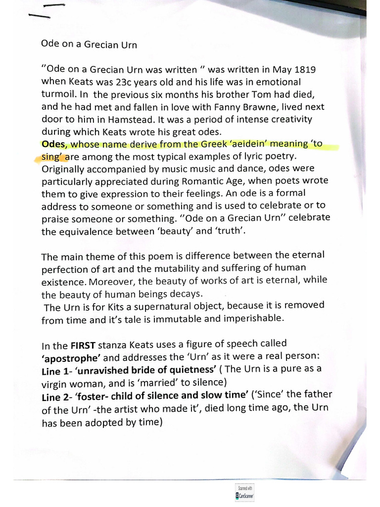 Ode On A Grecian Urn | PDF