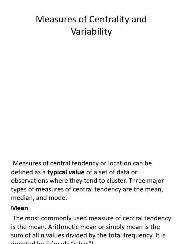 Central Tendency and Variability Measures | PDF | Variance | Standard ...