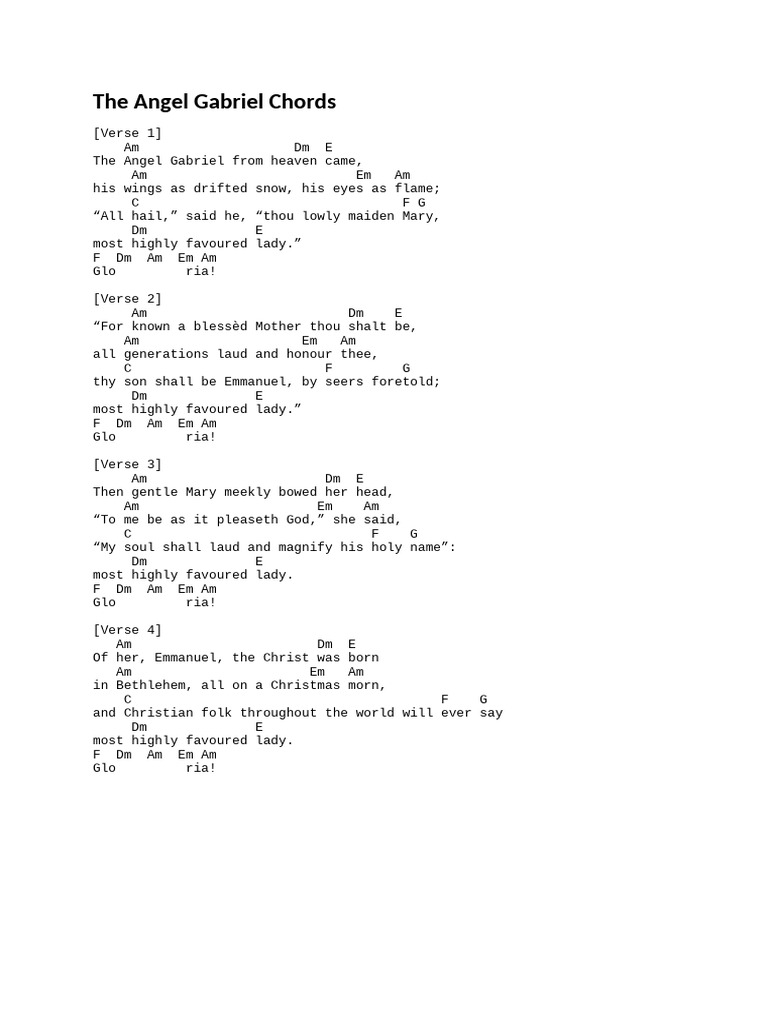 The Angel Gabriel Chords | PDF