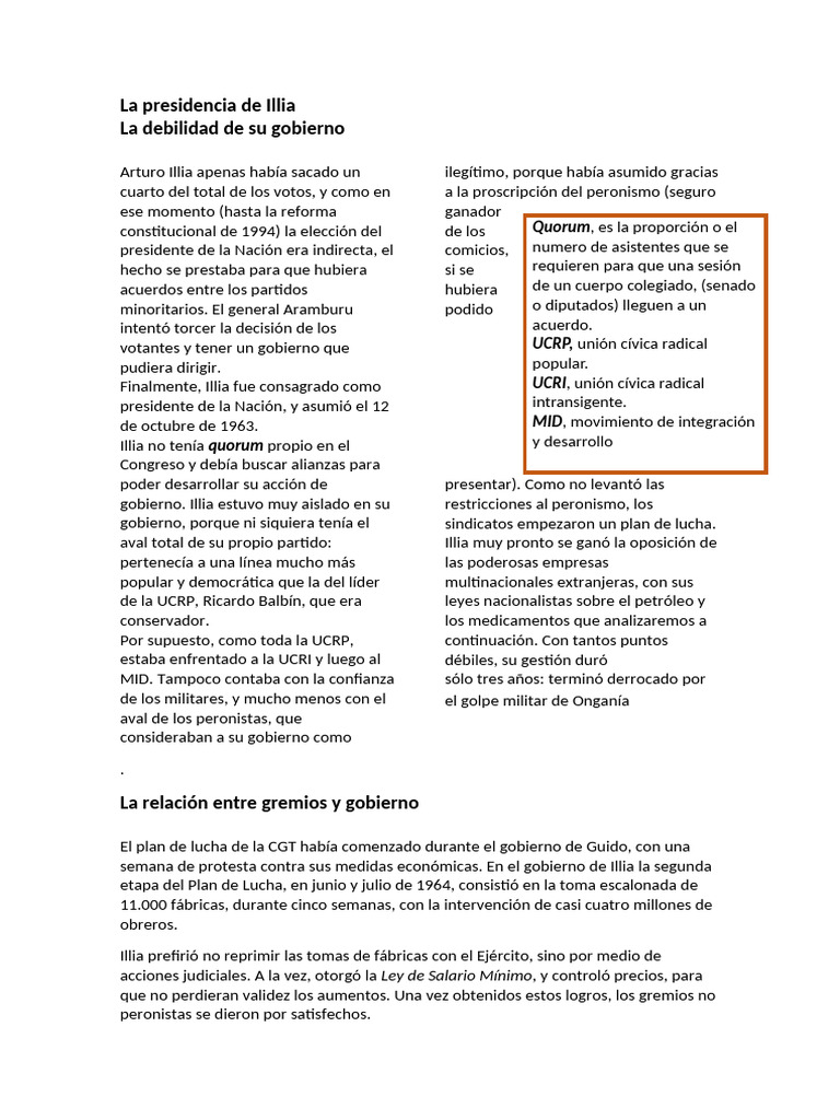 La Presidencia de Illia | PDF | Gobierno | Argentina