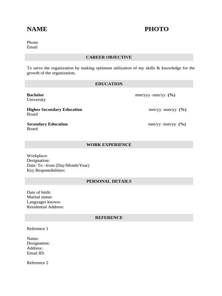 CV Format Template for Latonya Bynum | PDF