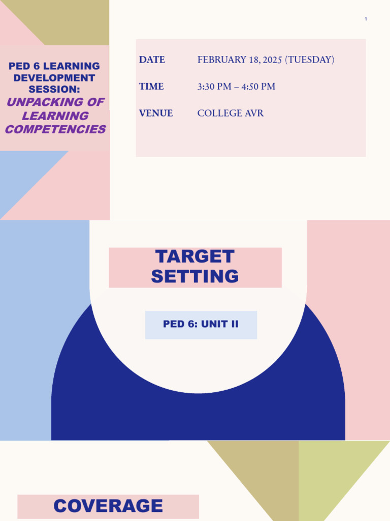 TARGET SETTING (UNIT 2) (WEEKS 3 & 4) | PDF | Learning | Curriculum