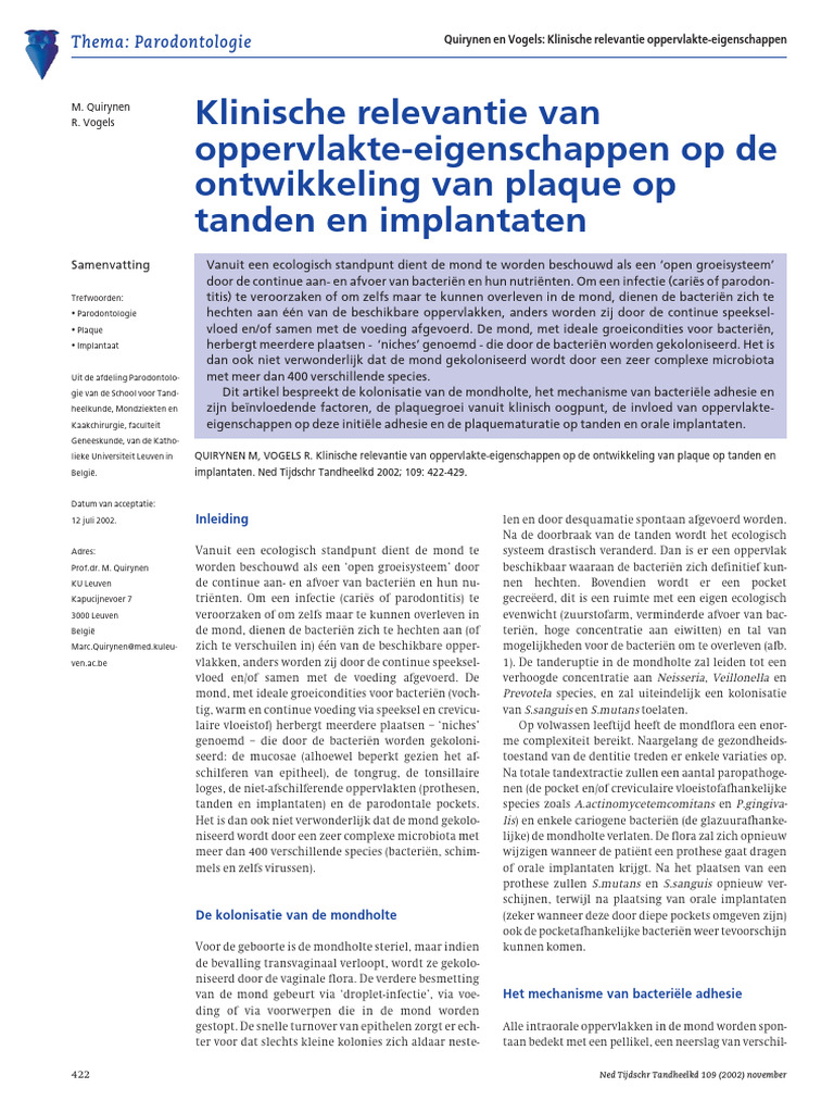 Artikel Quirynen en Vogels | PDF