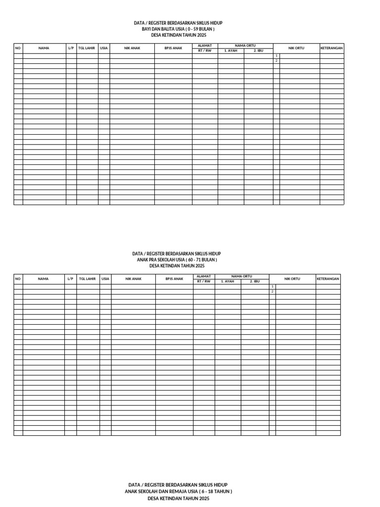Register Sasaran ILP 2025 | PDF
