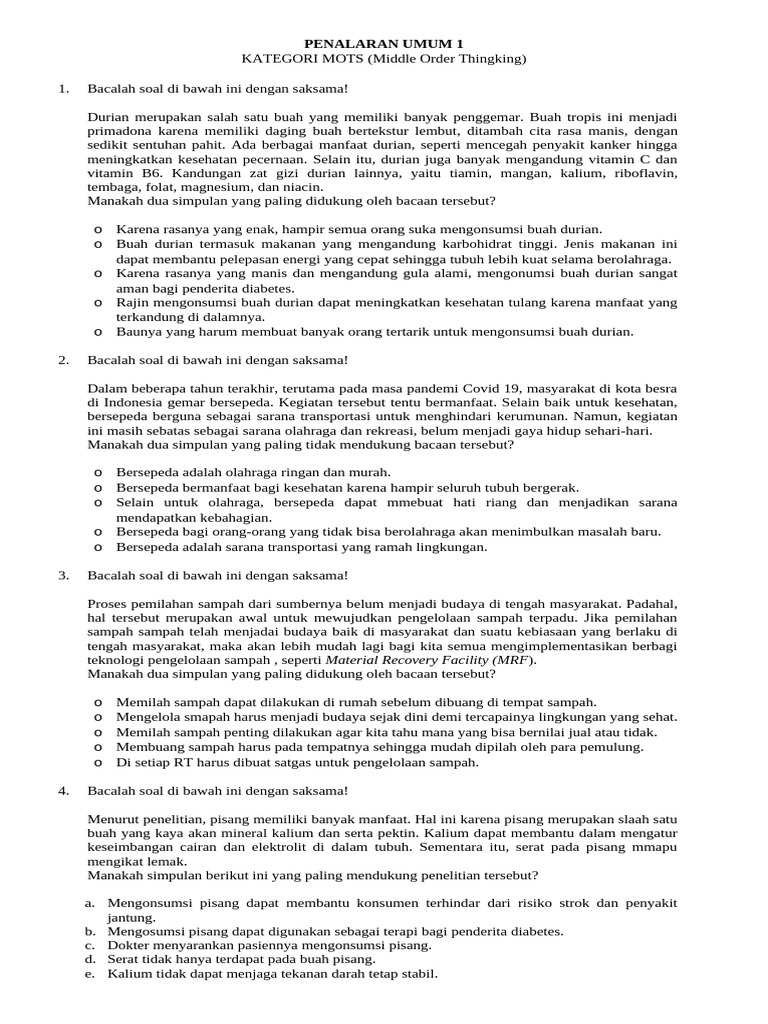 Soal Penalaran Umum UTBK 2023 | PDF