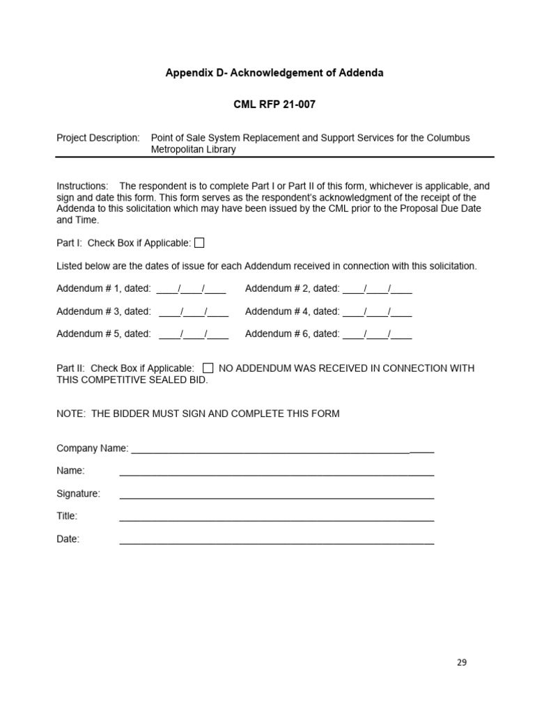 Appendix D-Acknowledgement of Addenda CML RFP 21-007 | PDF