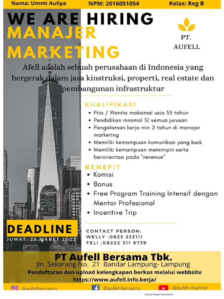 Tugas MSDM Ummi Auliya 2016051054 | PDF