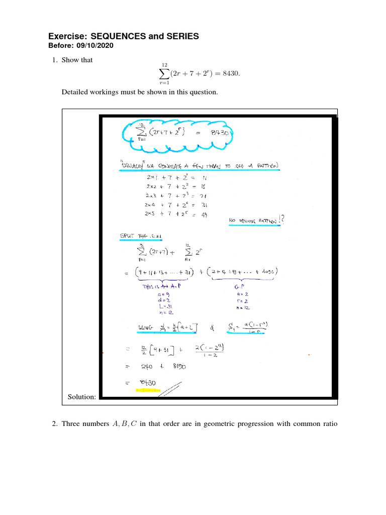 MAM101 Problemset SeriesSequences | PDF | Mathematical Objects | Mathematics