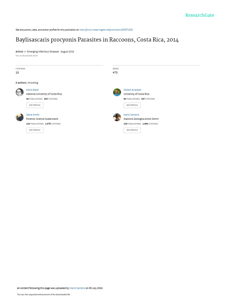 B-Procyonis Costa Rica 2014 | PDF | Microbiology | Biology