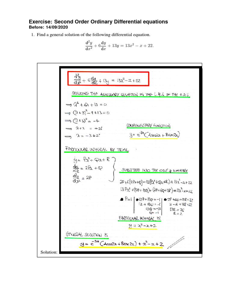 Exercise Second ODE | PDF
