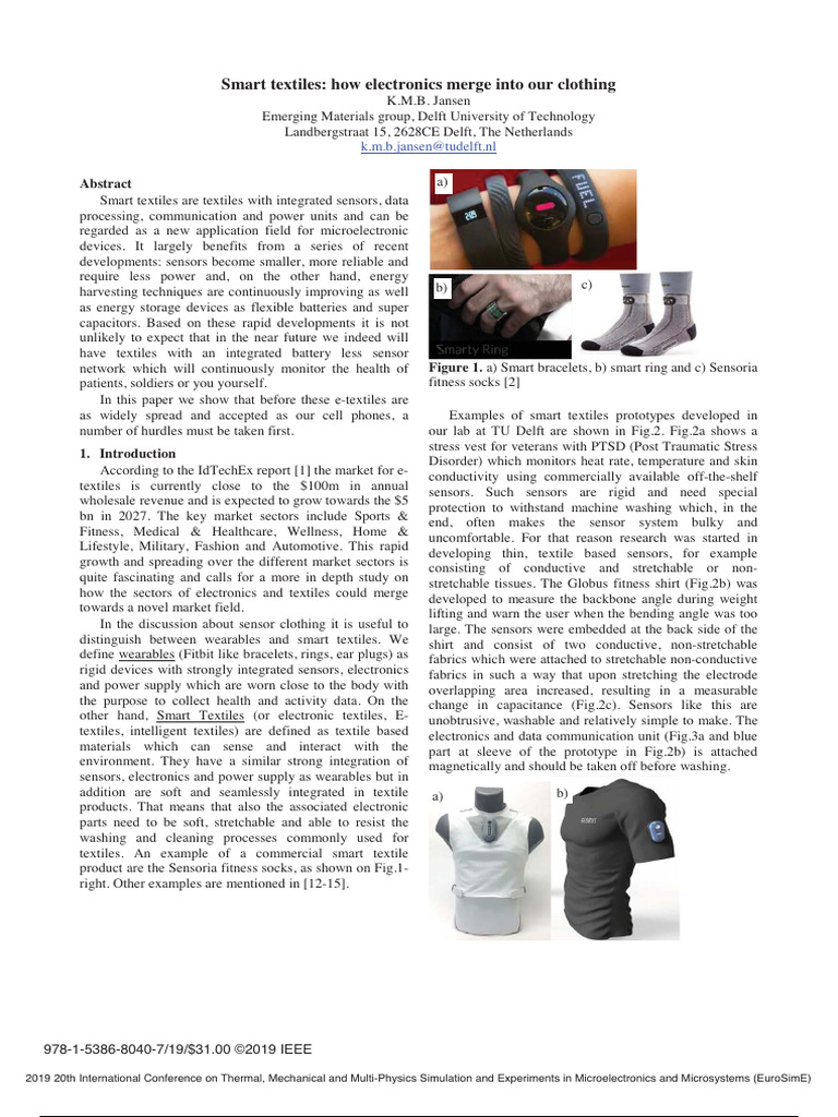 Smart Textiles How Electronics Merge Into Our Clothing | PDF | Printed ...