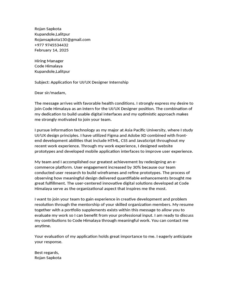 internship letter | PDF