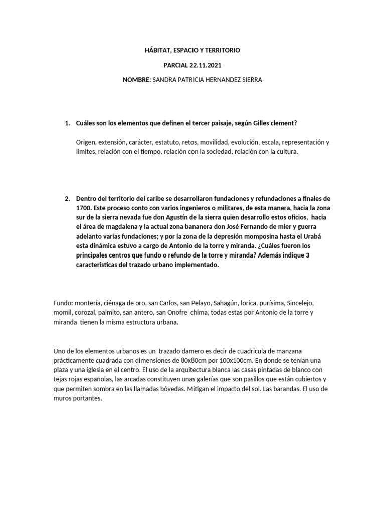 HÁBITAT, ESPACIO Y TERRITORIO - Parcial 3 | PDF