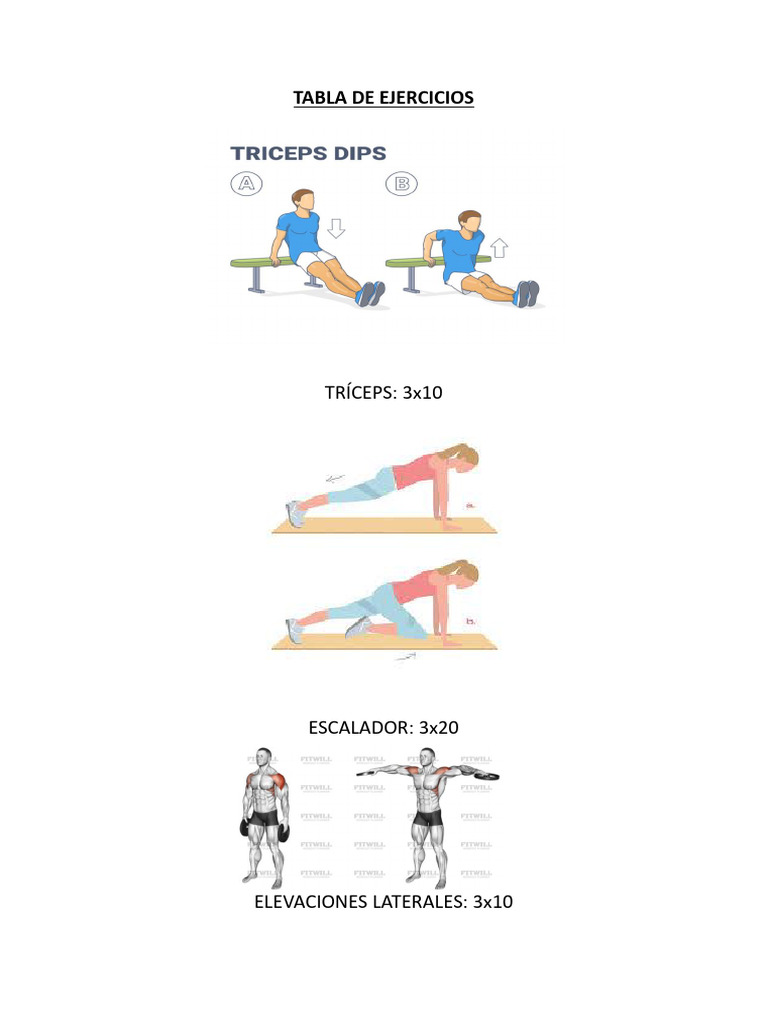Tabla de ejercicios | PDF