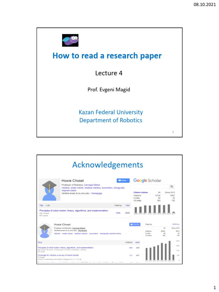 lecture 4 (How to read a research paper) - handouts | PDF | Data