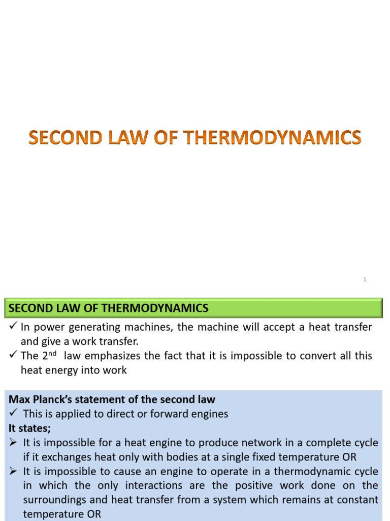 Second Law of Thermodynamics | PDF | Heat | Second Law Of Thermodynamics