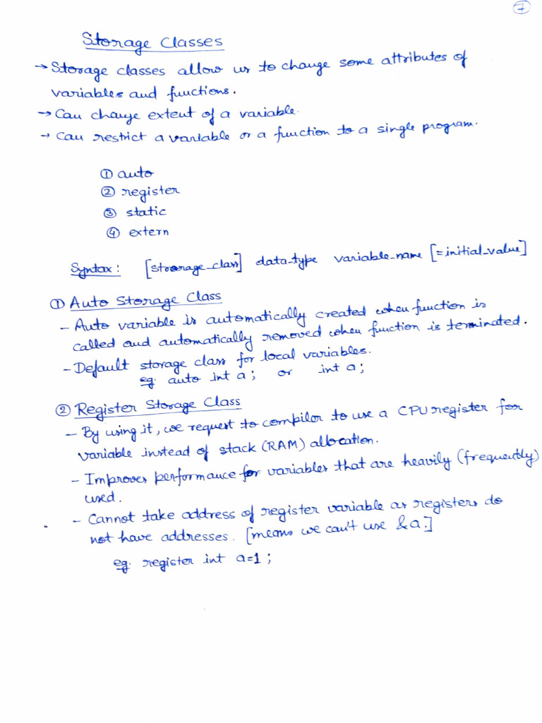 Unit-3 Storage Classes | PDF