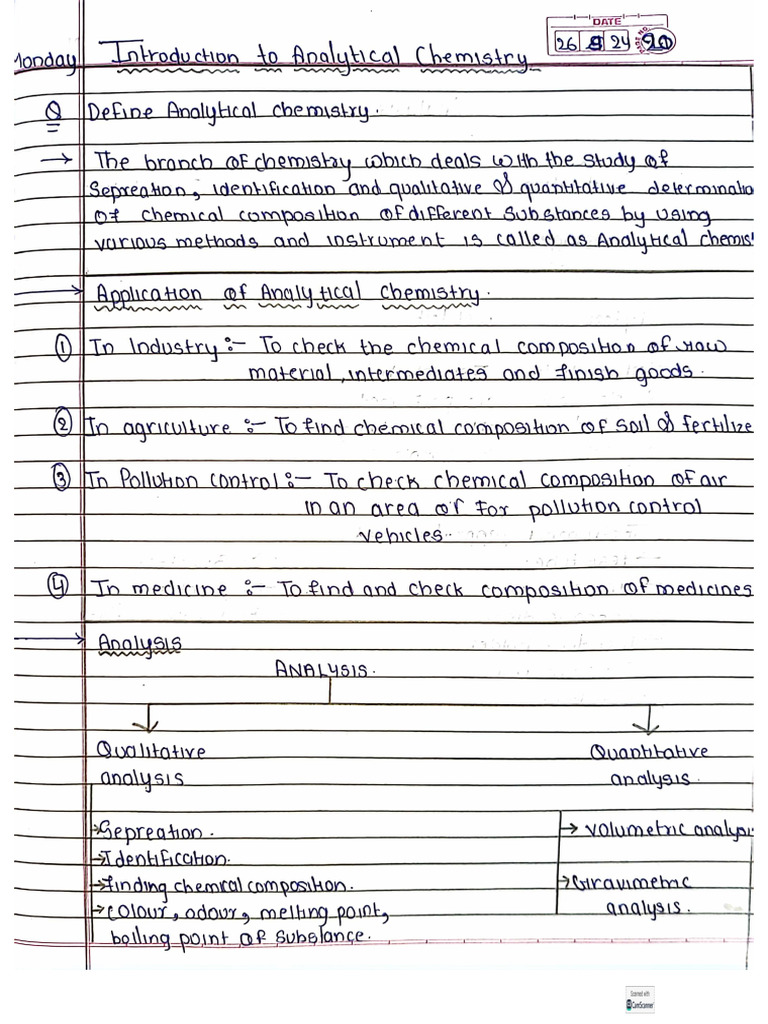 Chemistry Chapter 2 Analytical Chemistry | PDF