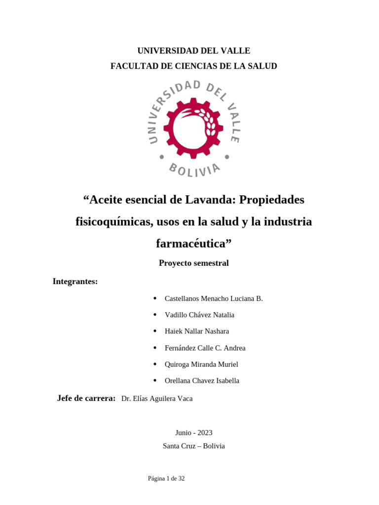 Proyecto Semestral Aceite de Lavanda | PDF | Lavandula | Destilación