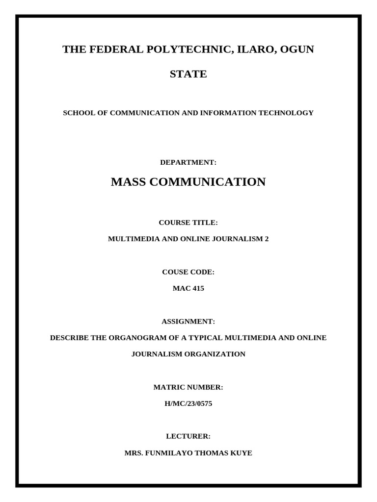 The Federal Polytechnic Organogram | PDF