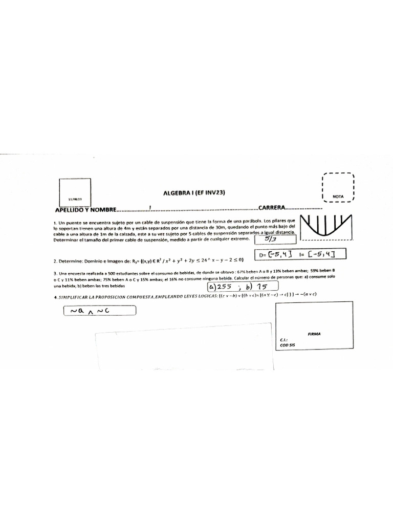 Solucionario Examen Final-Algebra I | PDF